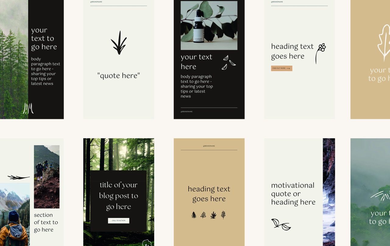 Woodland Forest Earth Nature Canva Instagram Templates | Green